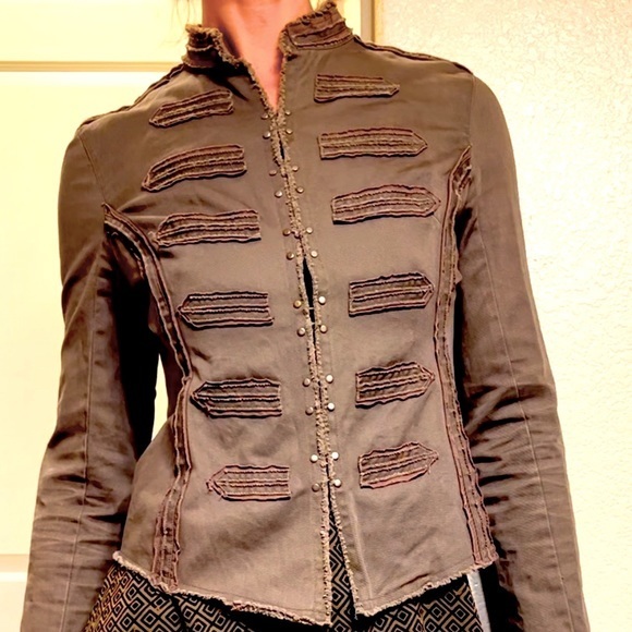 Jackets & Coats | Y2k Vintage Military Style Jacket Xs Intricate Metal ...